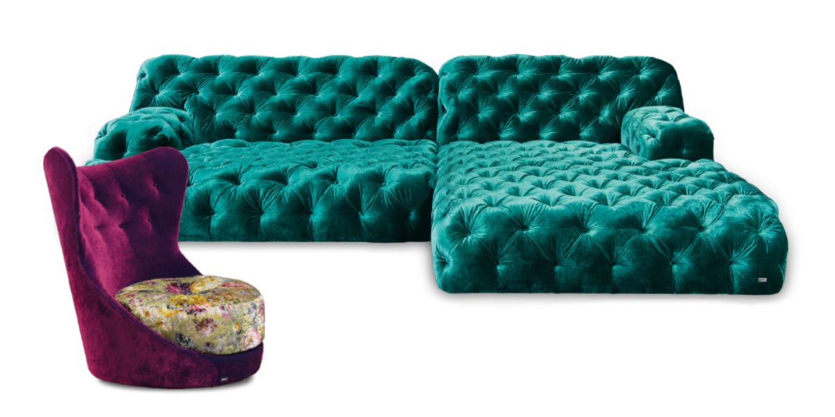 Cocoa Island das Bretz Chesterfield Design Sofa, made in Germany.